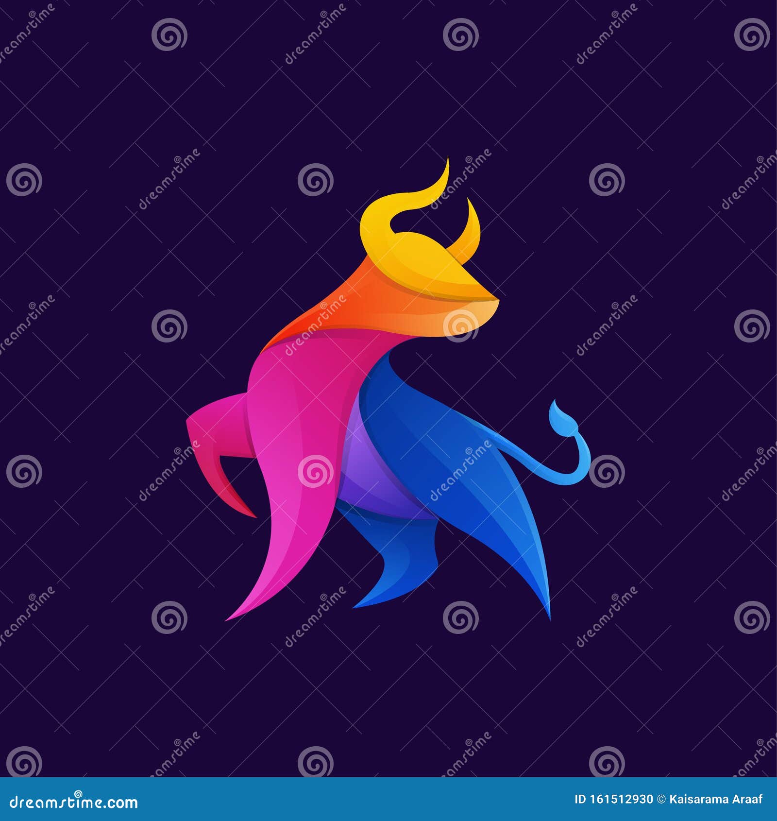 Colorful Bull Gradient Artwork Logo Template Stock Illustration ...