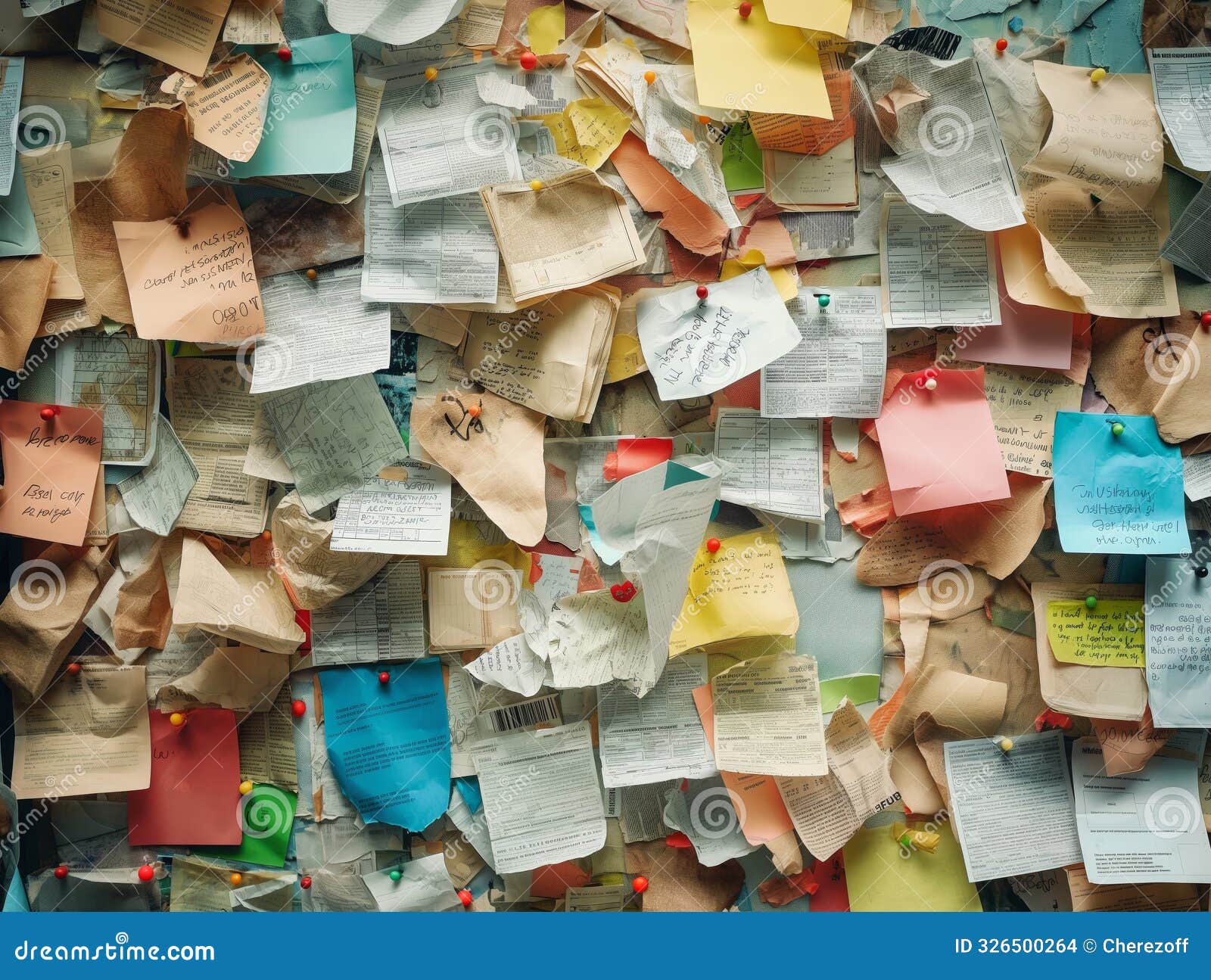 Colorful Bulletin Board with Notes and Papers Stock Photo - Image of ...