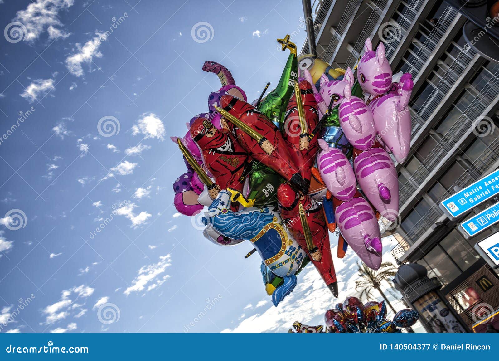 Colorful Bunch of Flying Balloons during Nice Carnival Time Editorial ...