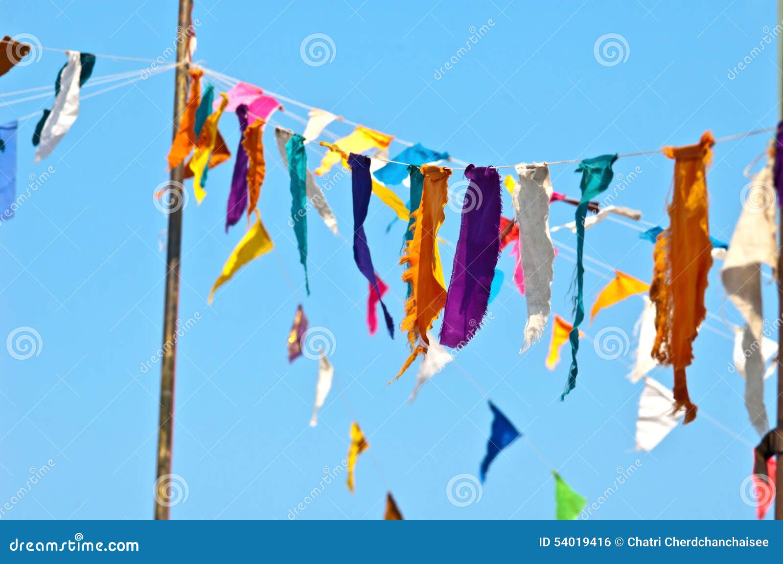 Colorful Bunting Flags on Blue Sky Stock Photo - Image of celebration ...