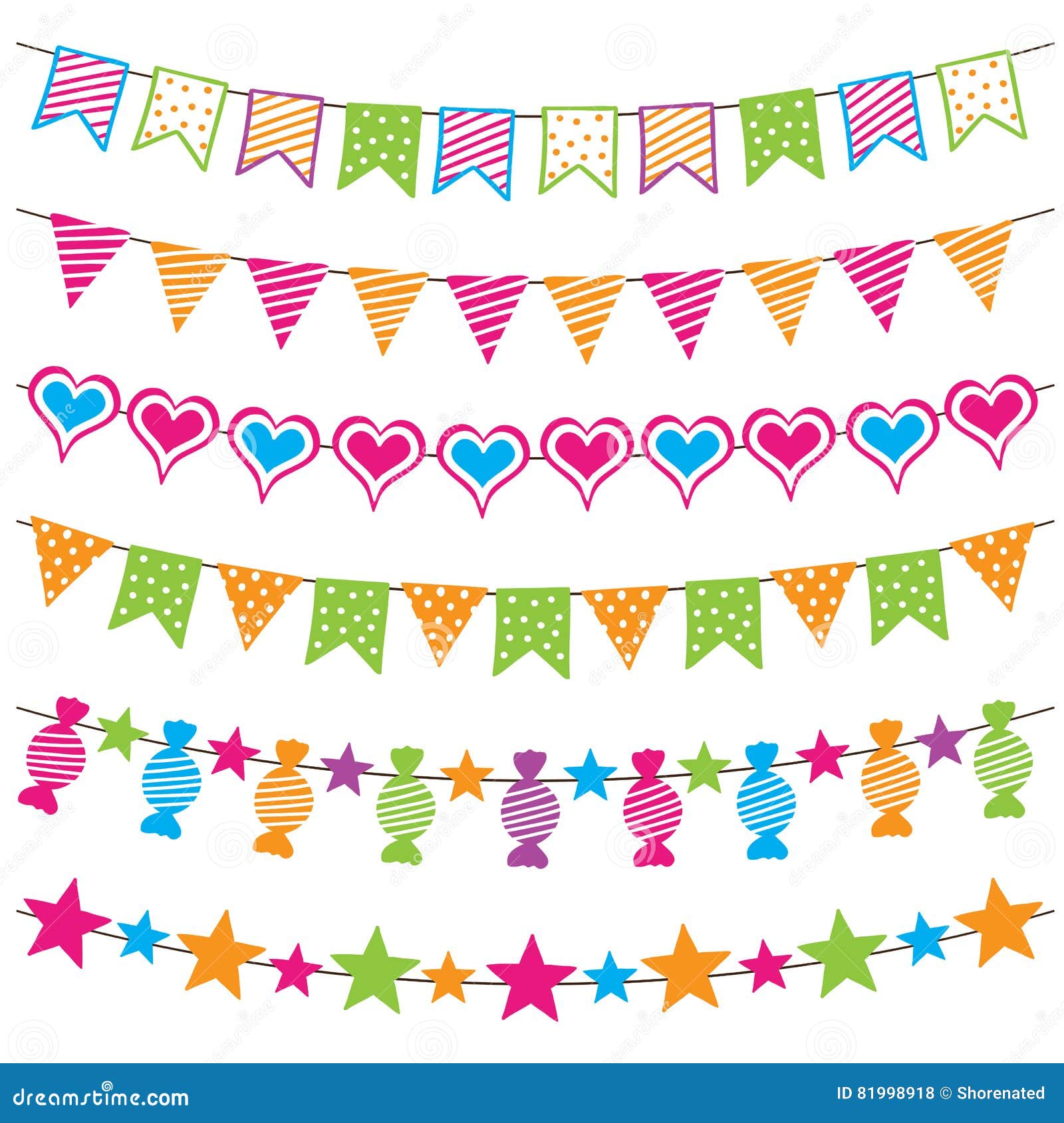 Colorful Bunting Flags and Garlands Vector Stock Vector - Illustration ...
