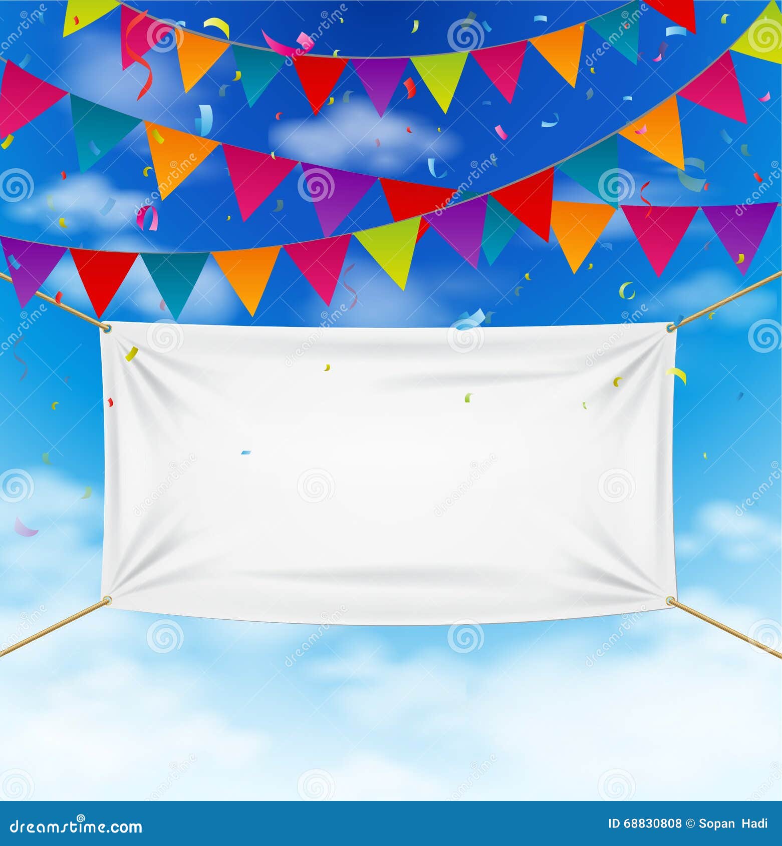 Colorful Bunting Flags with Textile Banner Stock Vector - Illustration ...