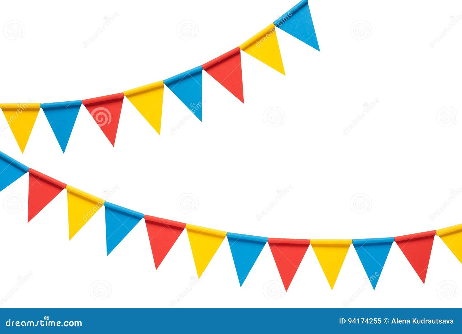 Colorful Bunting Party Flags Isolated on White Background Stock Image ...