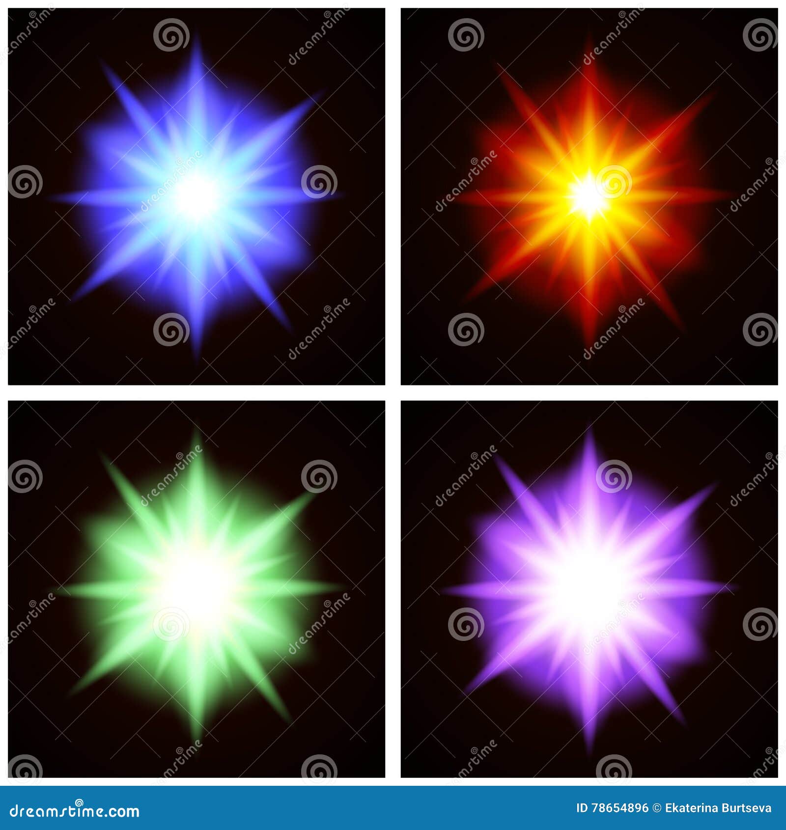 Colorful burst effects set stock vector. Illustration of collection ...
