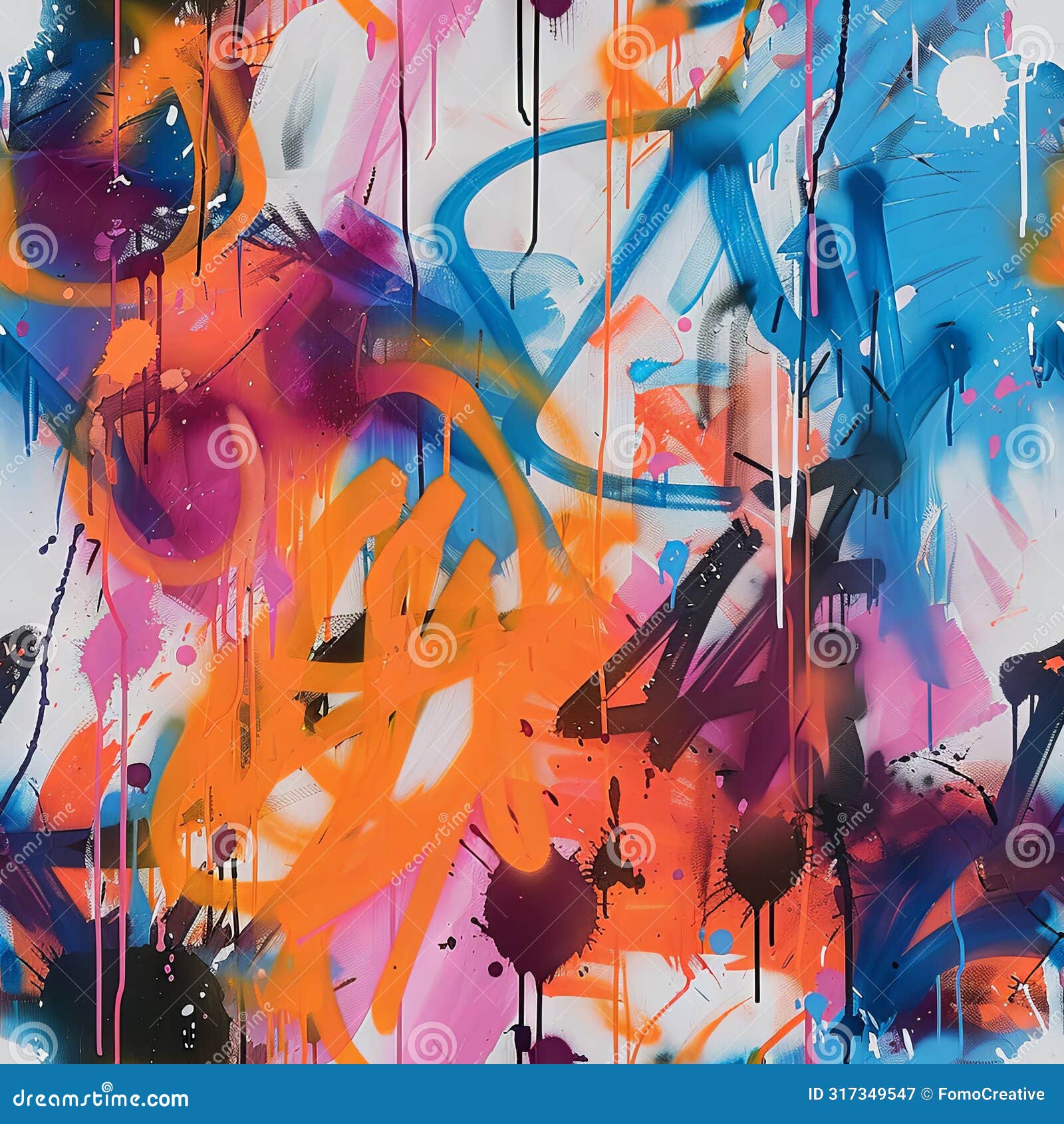 A Colorful Burst of Graffiti Art Splatters Across a White Wall Stock ...