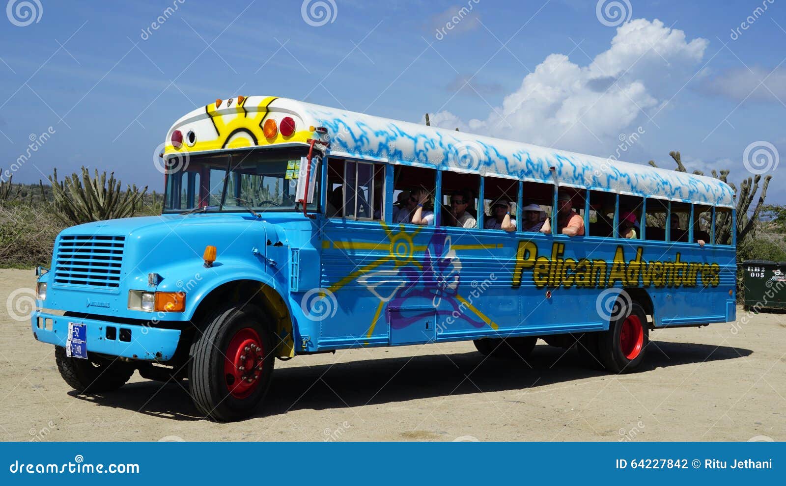 Colorful Bus Coach in Aruba Editorial Photography - Image of bright ...