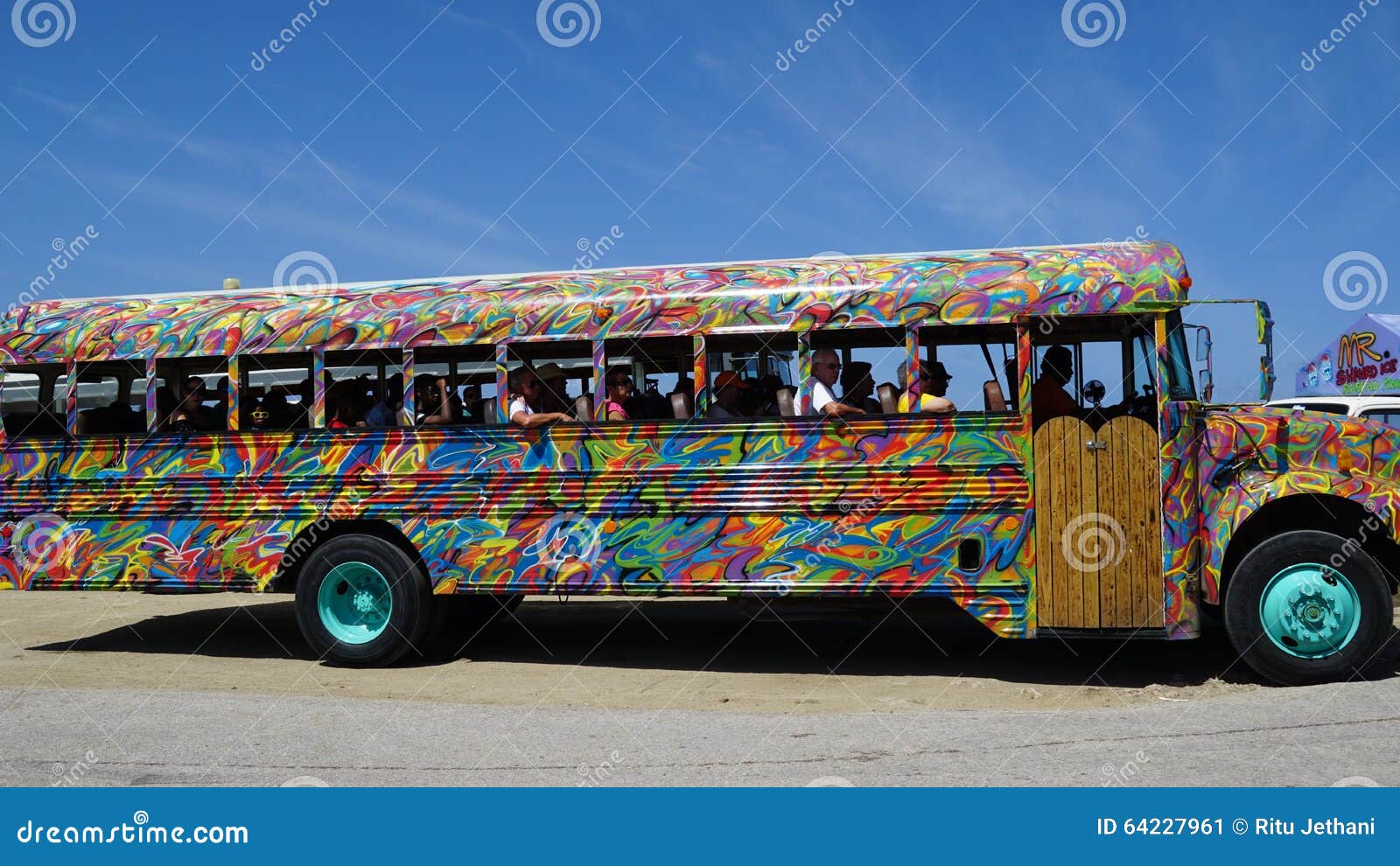 Colorful Bus Coach in Aruba Editorial Photo - Image of colorful, green ...