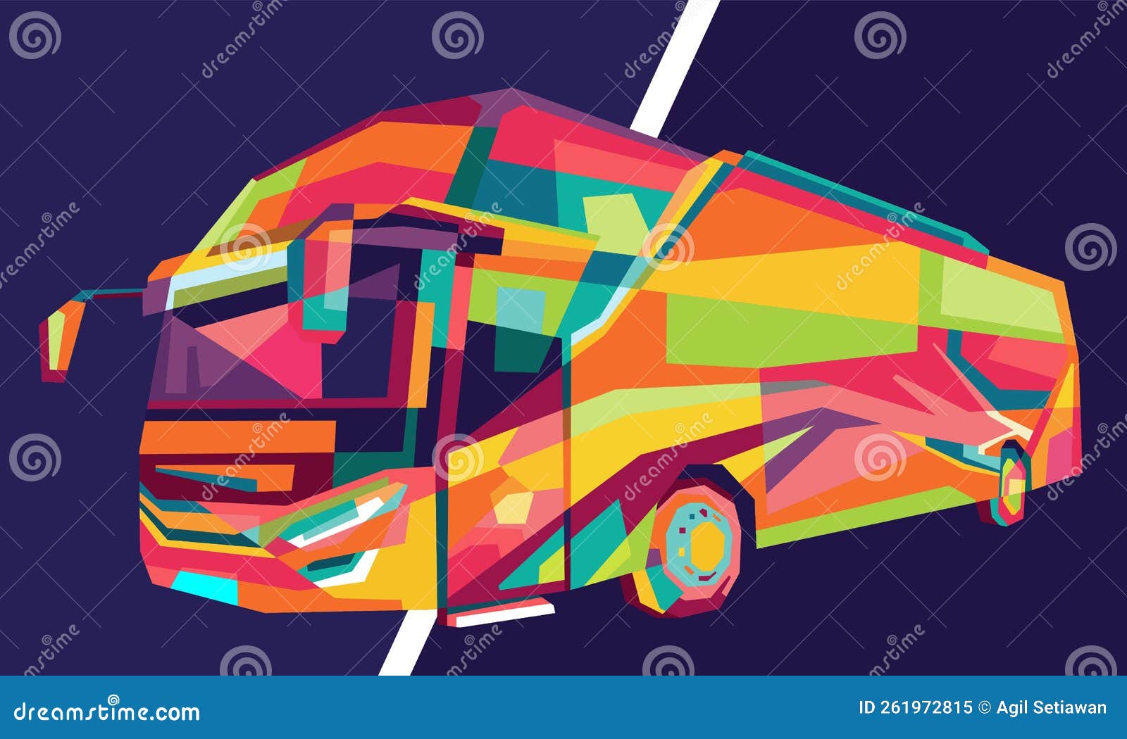 Colorful Bus Illustration Artwork Stock Illustration - Illustration of ...
