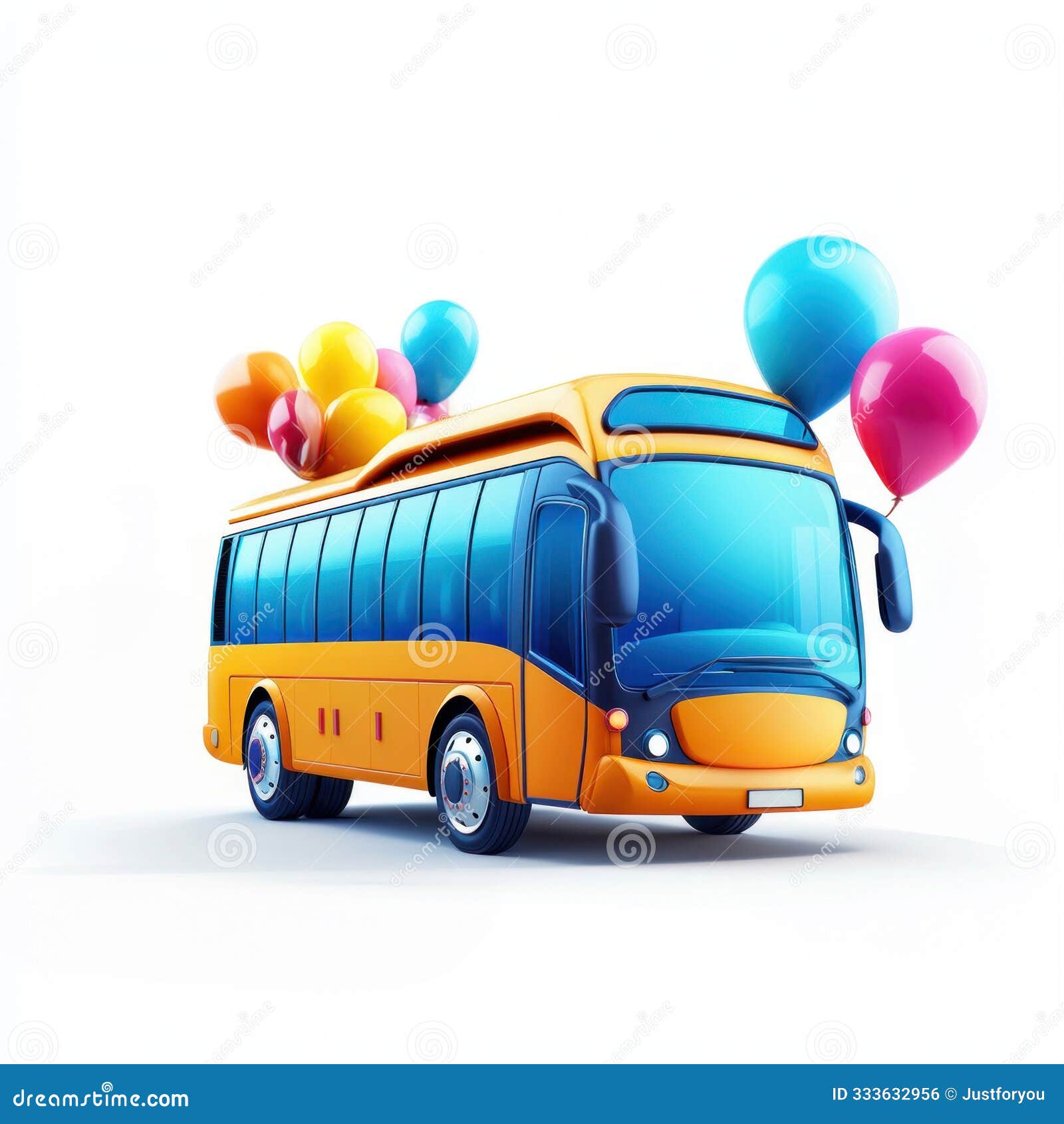 Colorful Buses With Balloons On A White Background Stock Illustration ...