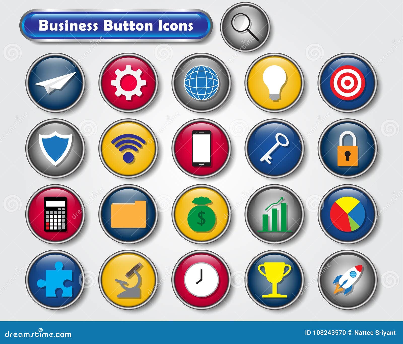 Colorful Business Button Icons Stock Illustration - Illustration of ...