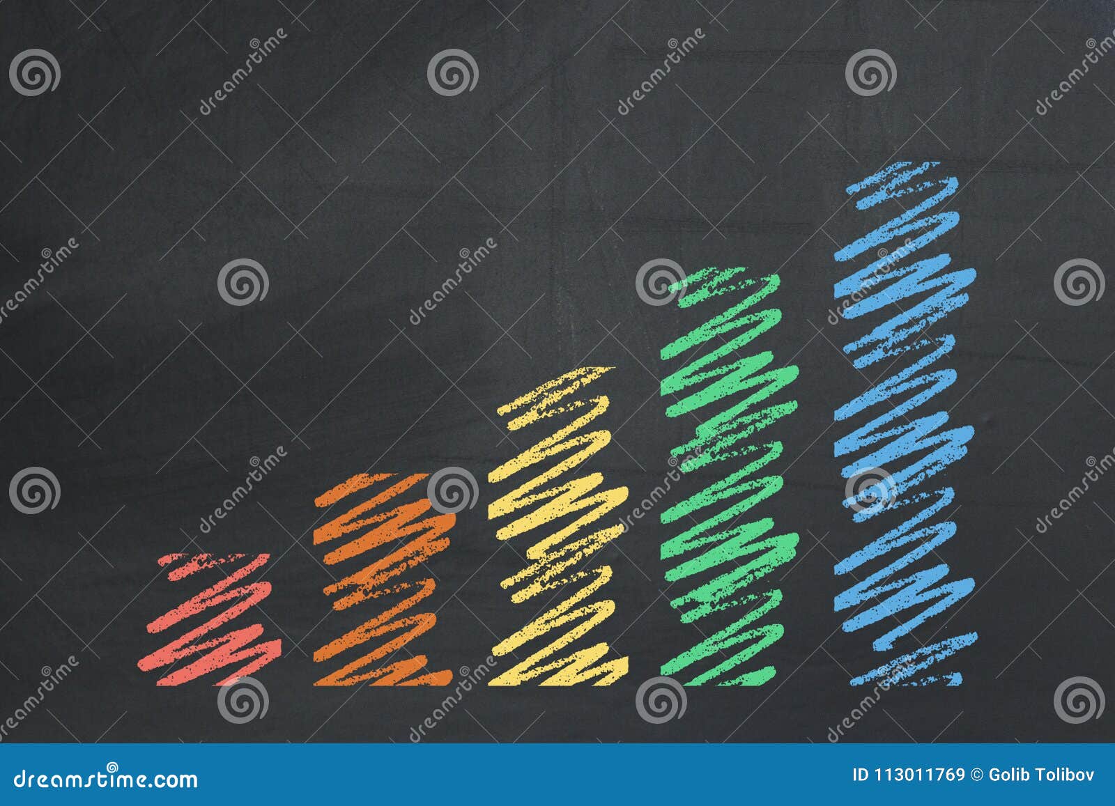 Colorful Business Chart on Chalkboard Stock Image - Image of bars ...