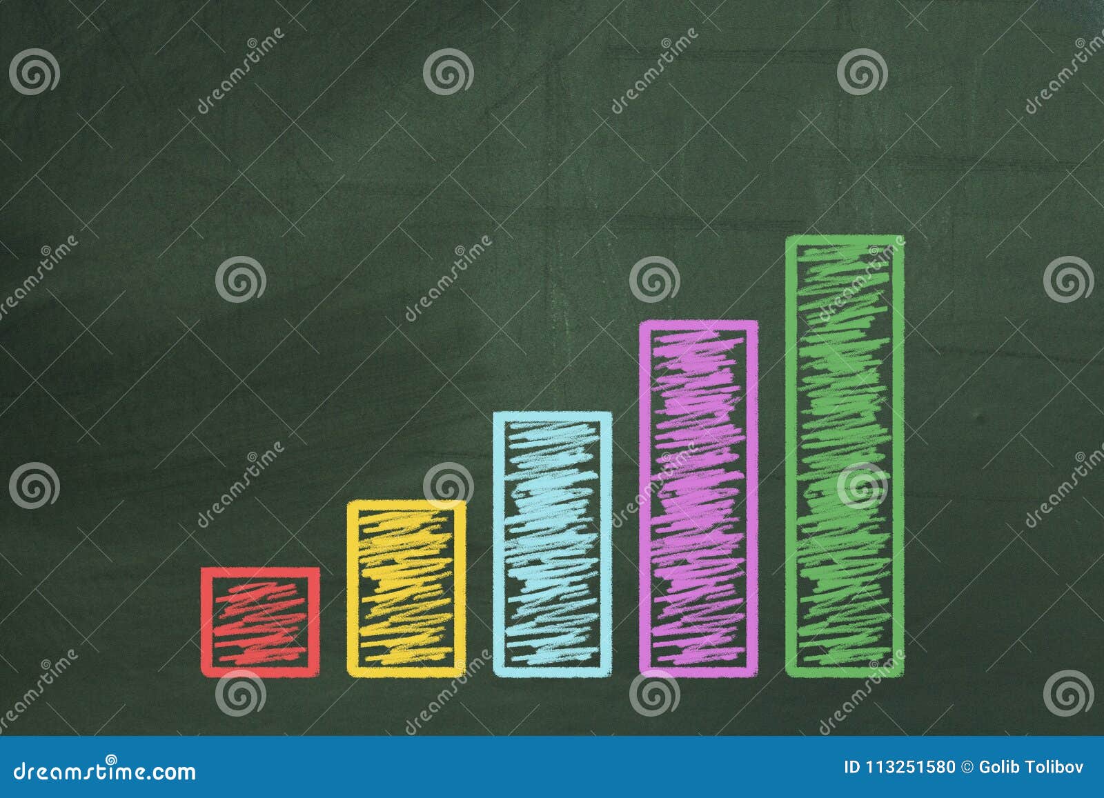 Colorful Business Chart on Chalkboard Stock Photo - Image of people ...