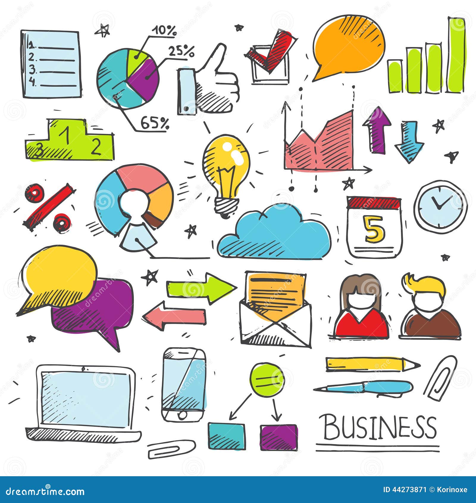 Business Doodle Icon. Hand Drawn Sketch. Coloring Page. Vector ...