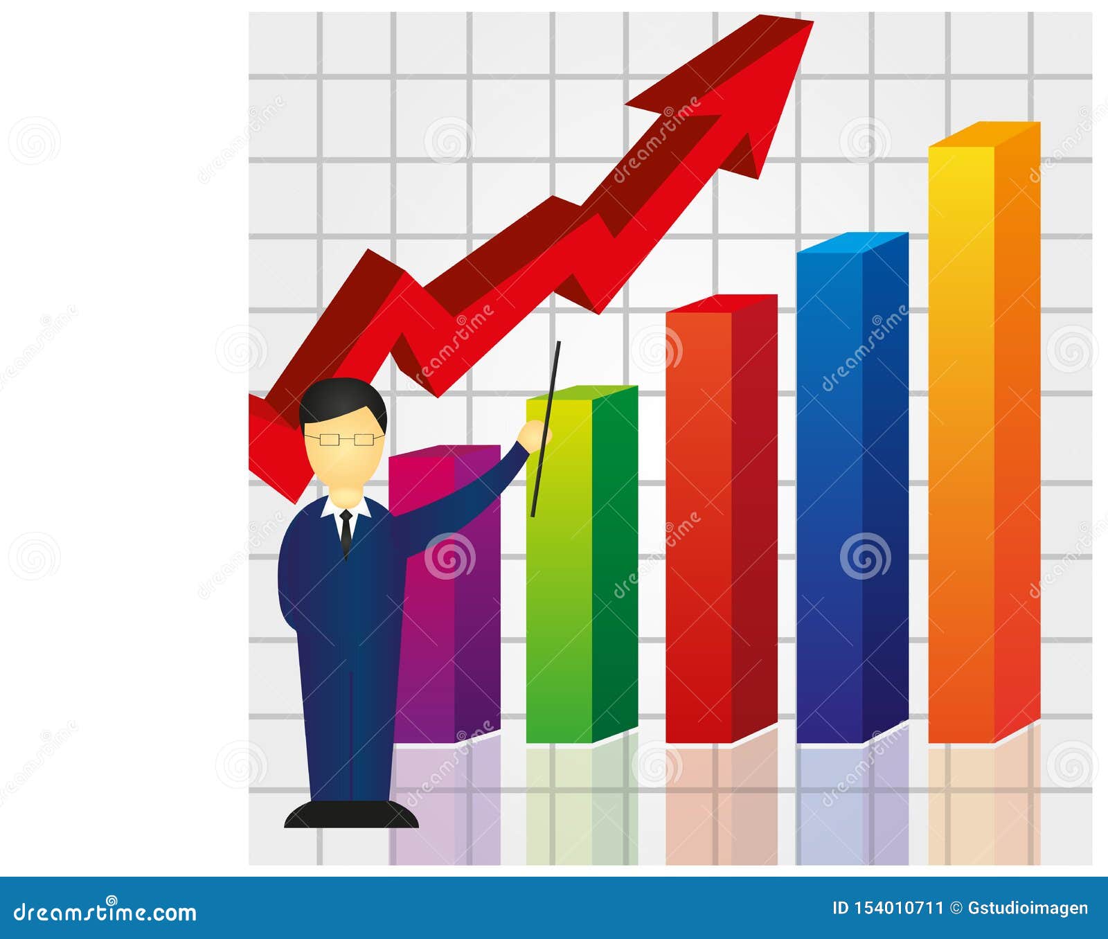 Colorful Business Graph with Businessman Background Vector Stock ...