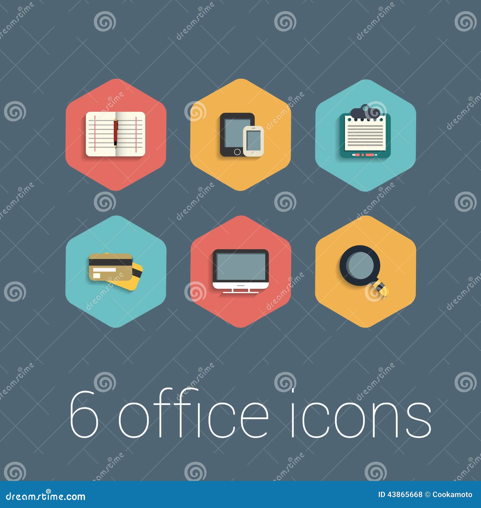 Colorful Business and Office Flat Design Icons Set Stock Vector ...