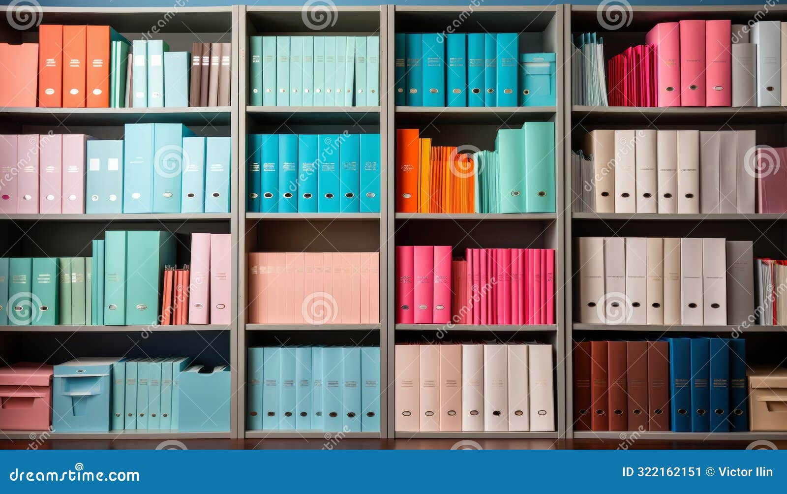 Colorful Business Paper Folders Displaying Various Documents on Office ...