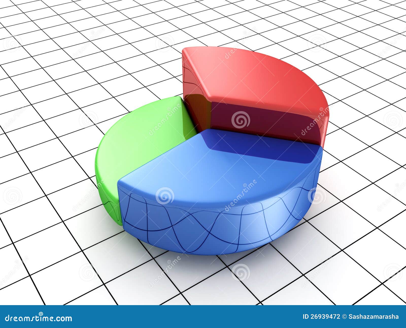 Colorful Business Pie Graph with Three Parts Stock Illustration ...