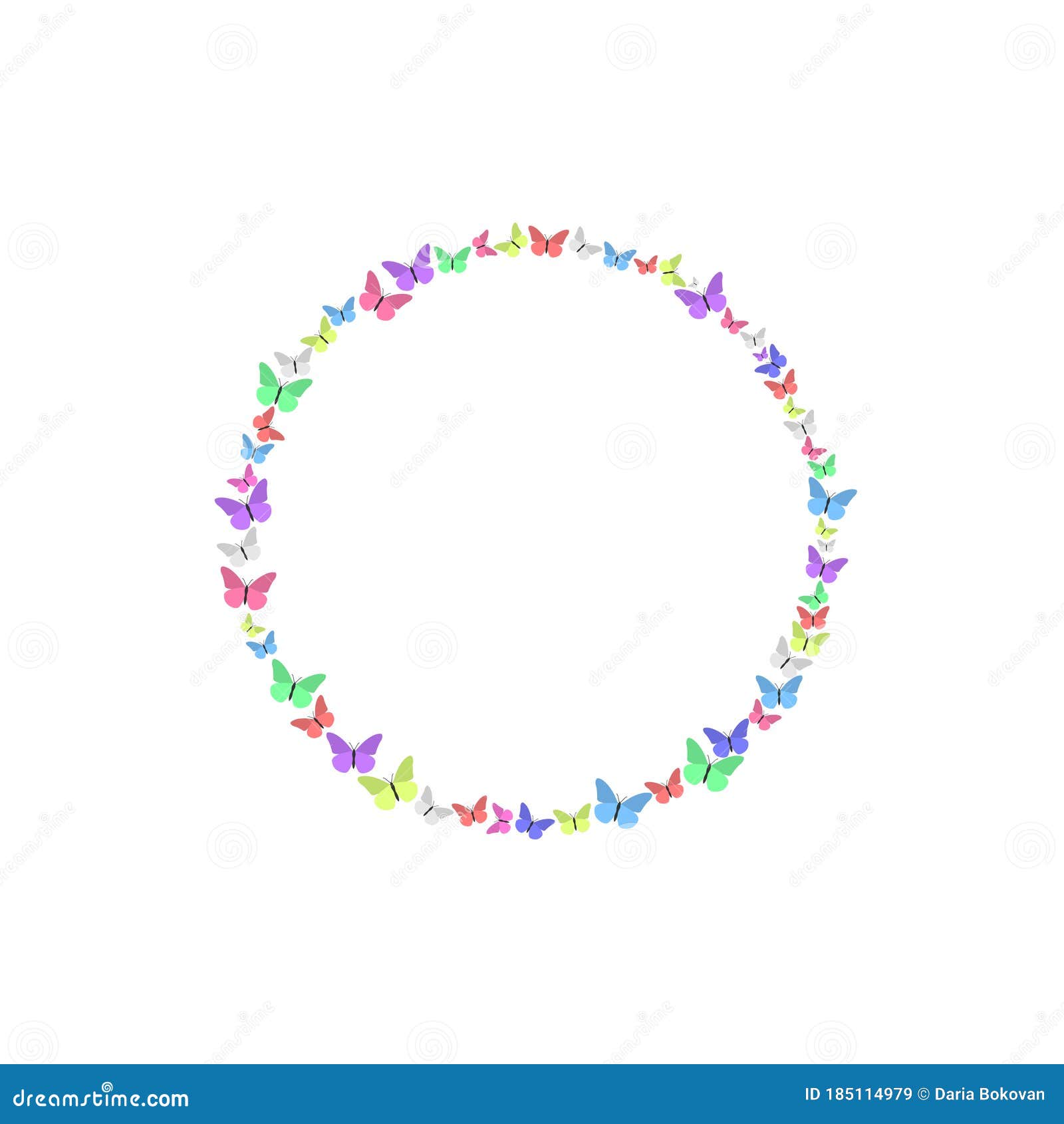 Colorful Butterflies Circle Shape Stock Illustration - Illustration of ...