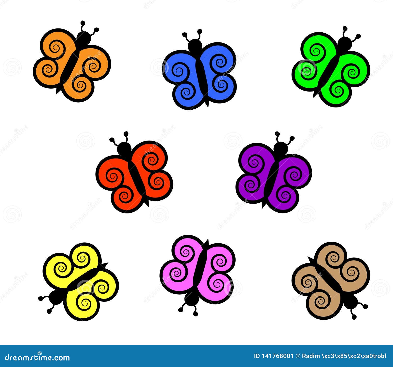 Seven Butterflies Vector Illustration | CartoonDealer.com #46847476