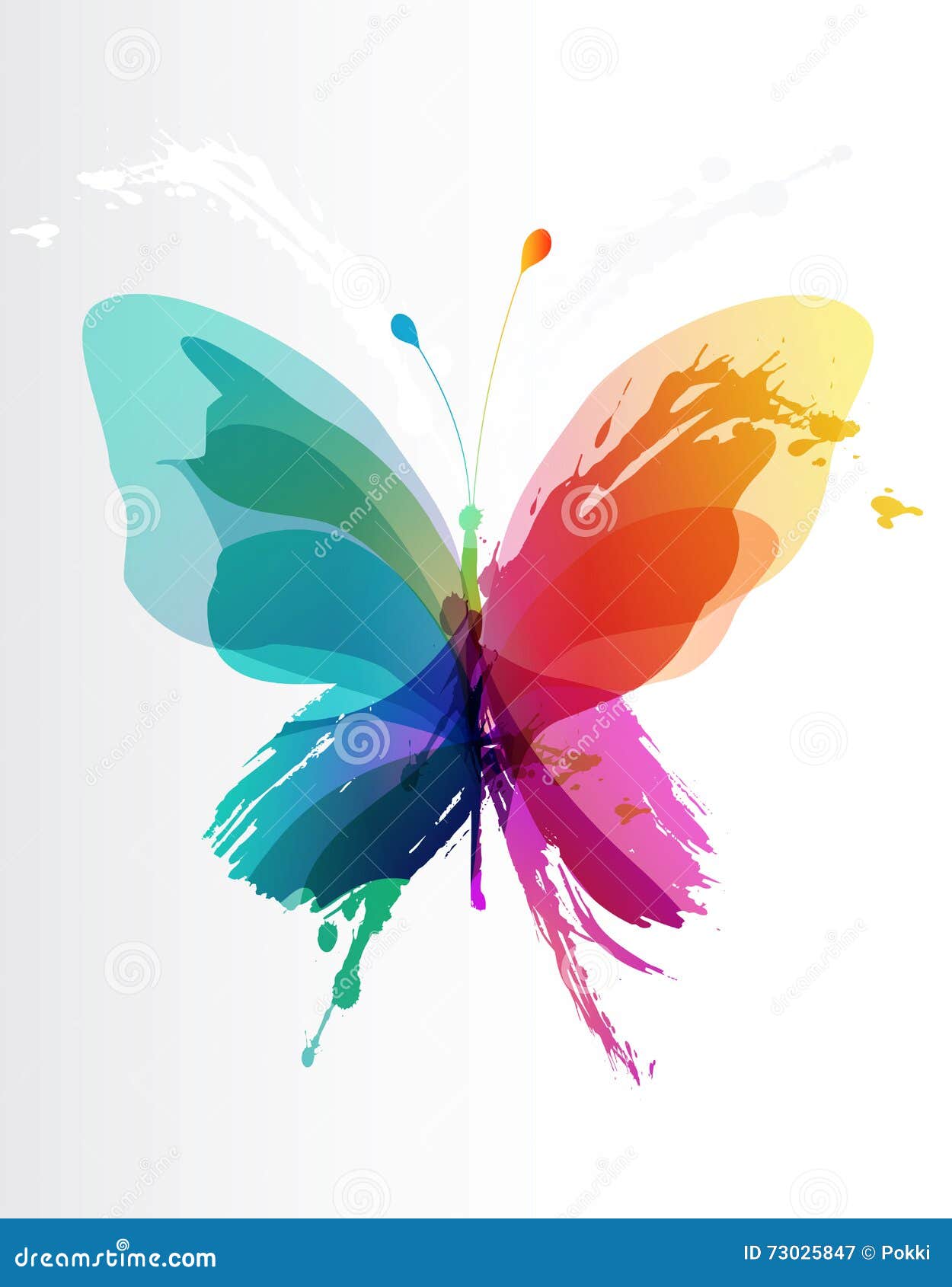 Colorful Butterfly In Sketch Style On White Background. Butterfly ...