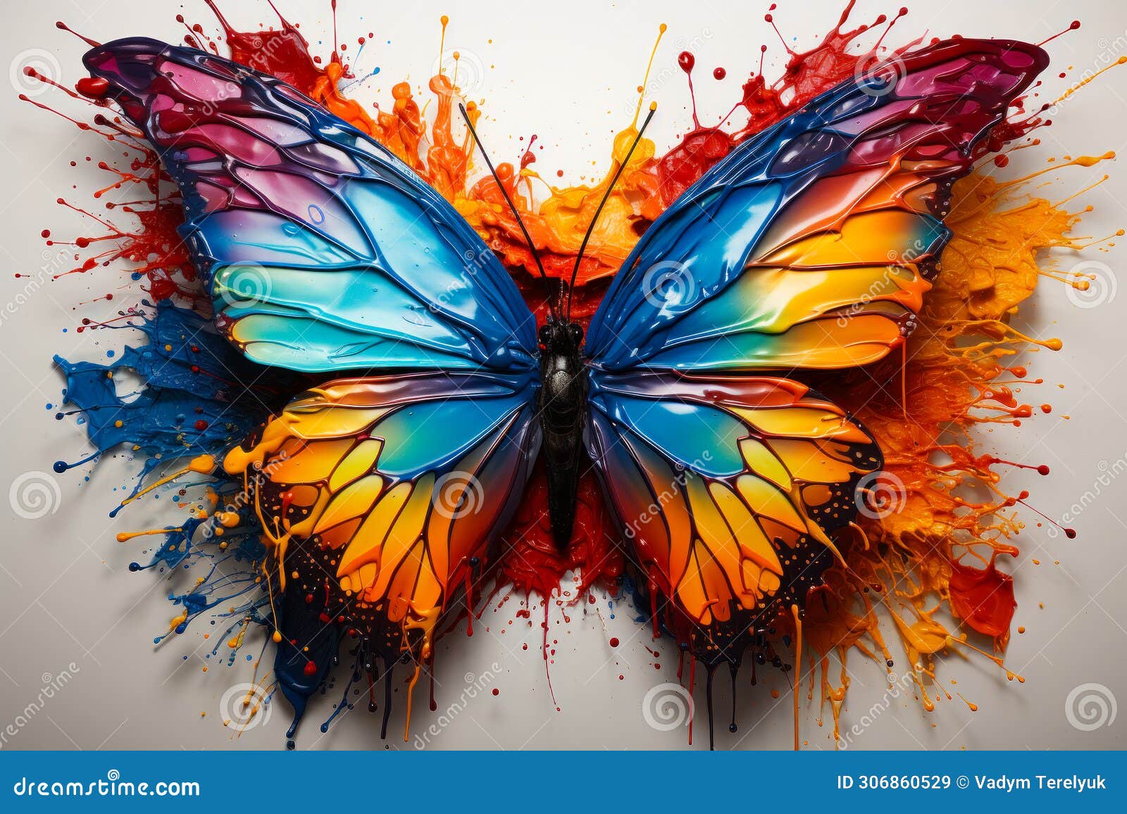Colorful Butterfly with Splattered Paint Wings Stock Image - Image of ...