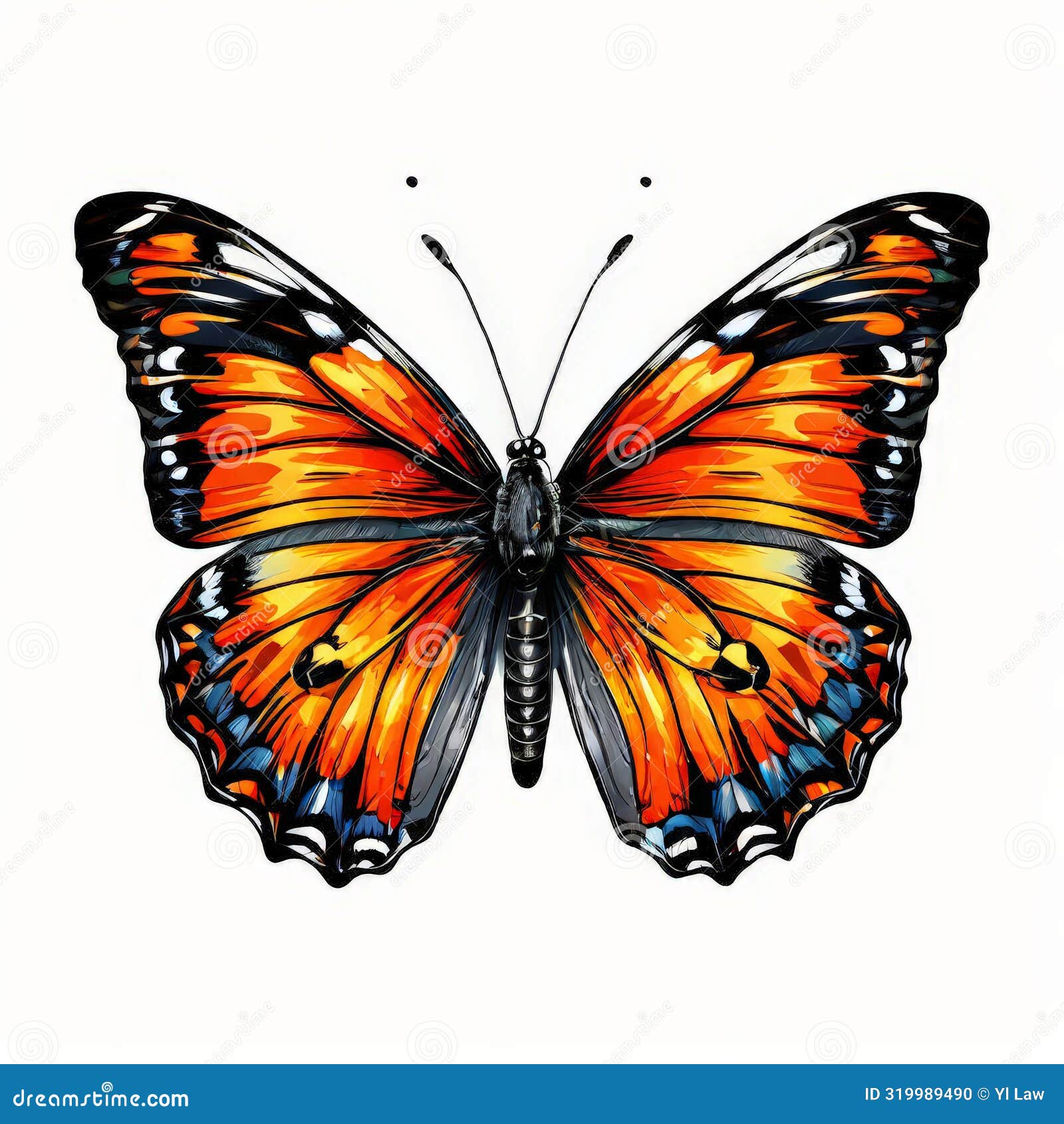 Colorful Butterfly Top View of Wings Stock Illustration - Illustration ...