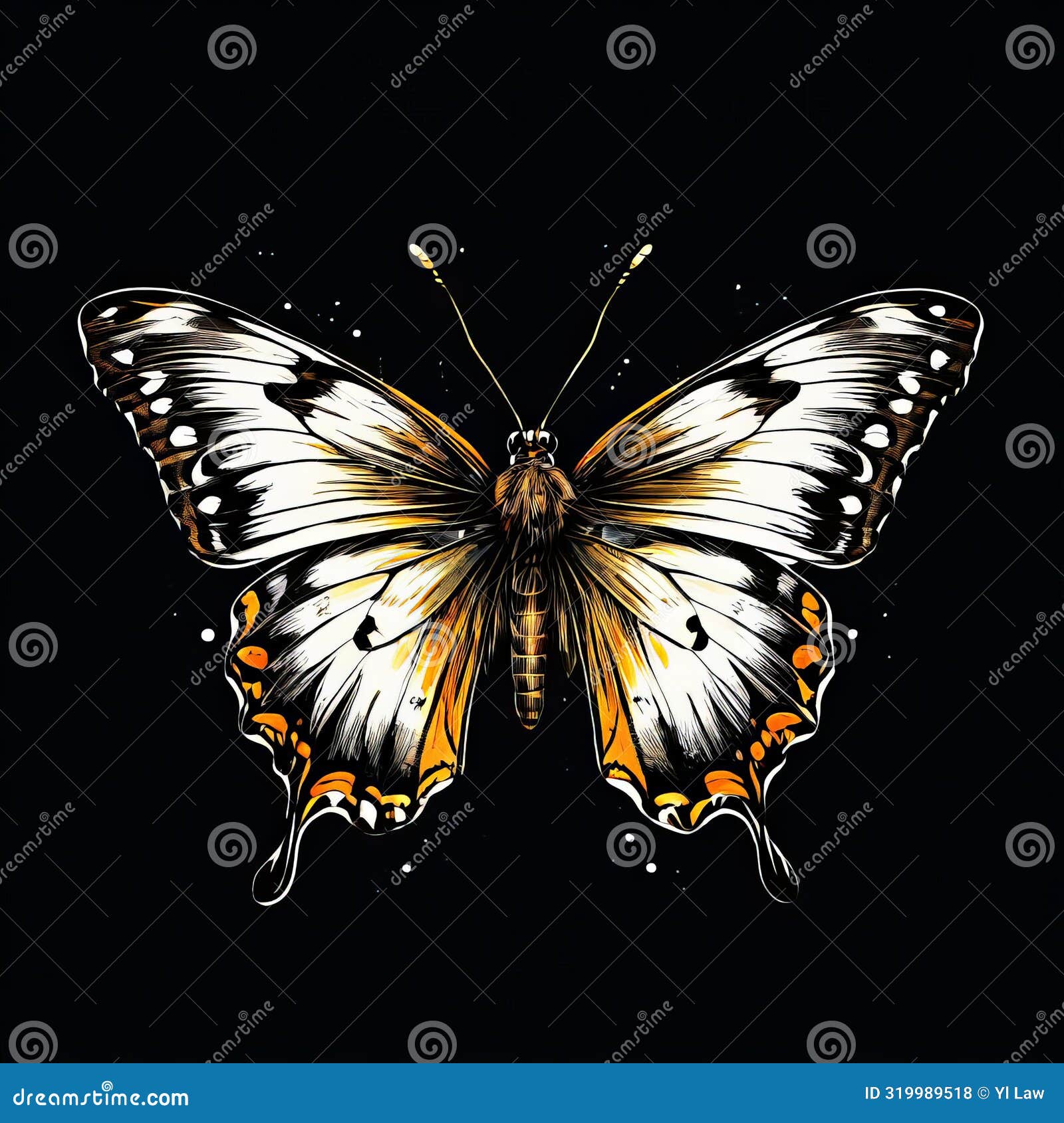 Colorful Butterfly Top View of Wings Stock Illustration - Illustration ...