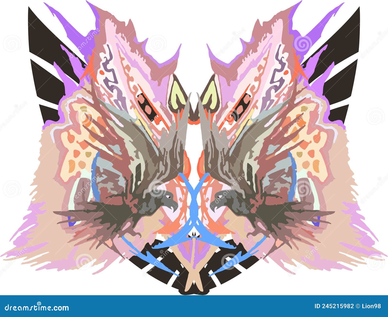 Colorful Butterfly Wings with Eagle Patterns on White Stock Vector - Illustration of ornamental ...