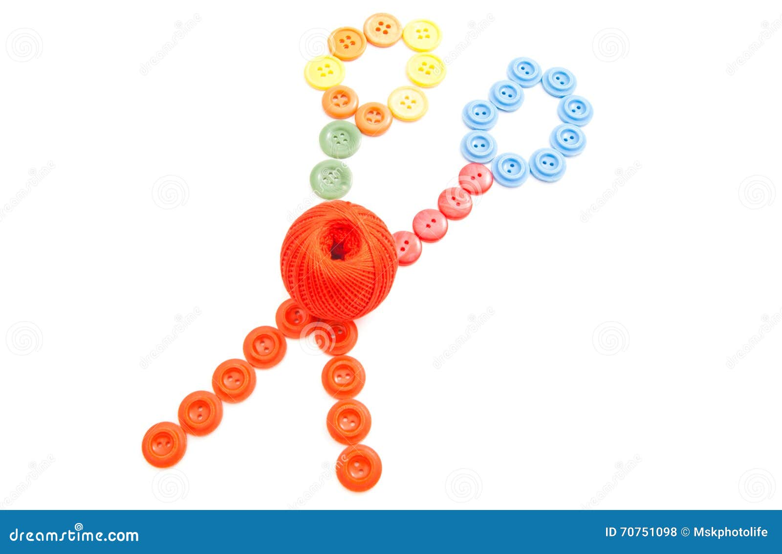 Colorful Buttons and Ball of Thread Stock Photo - Image of fashioned ...