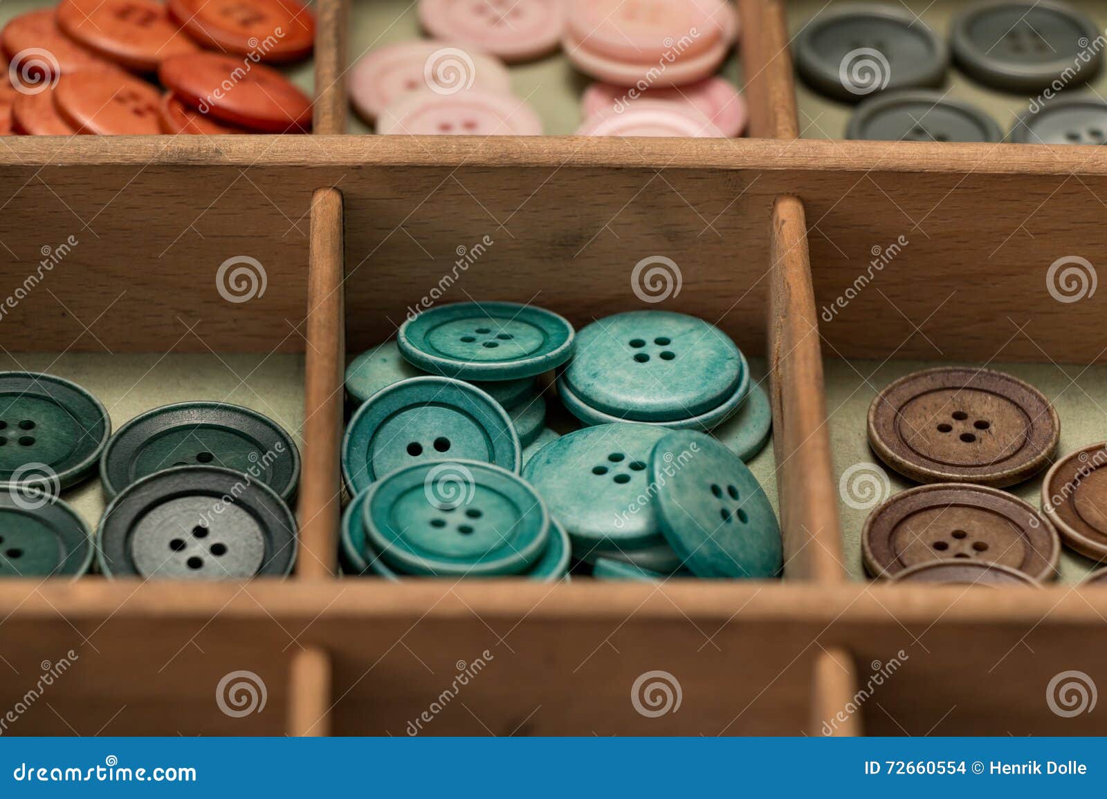 Colorful buttons in a box stock photo. Image of pattern - 72660554