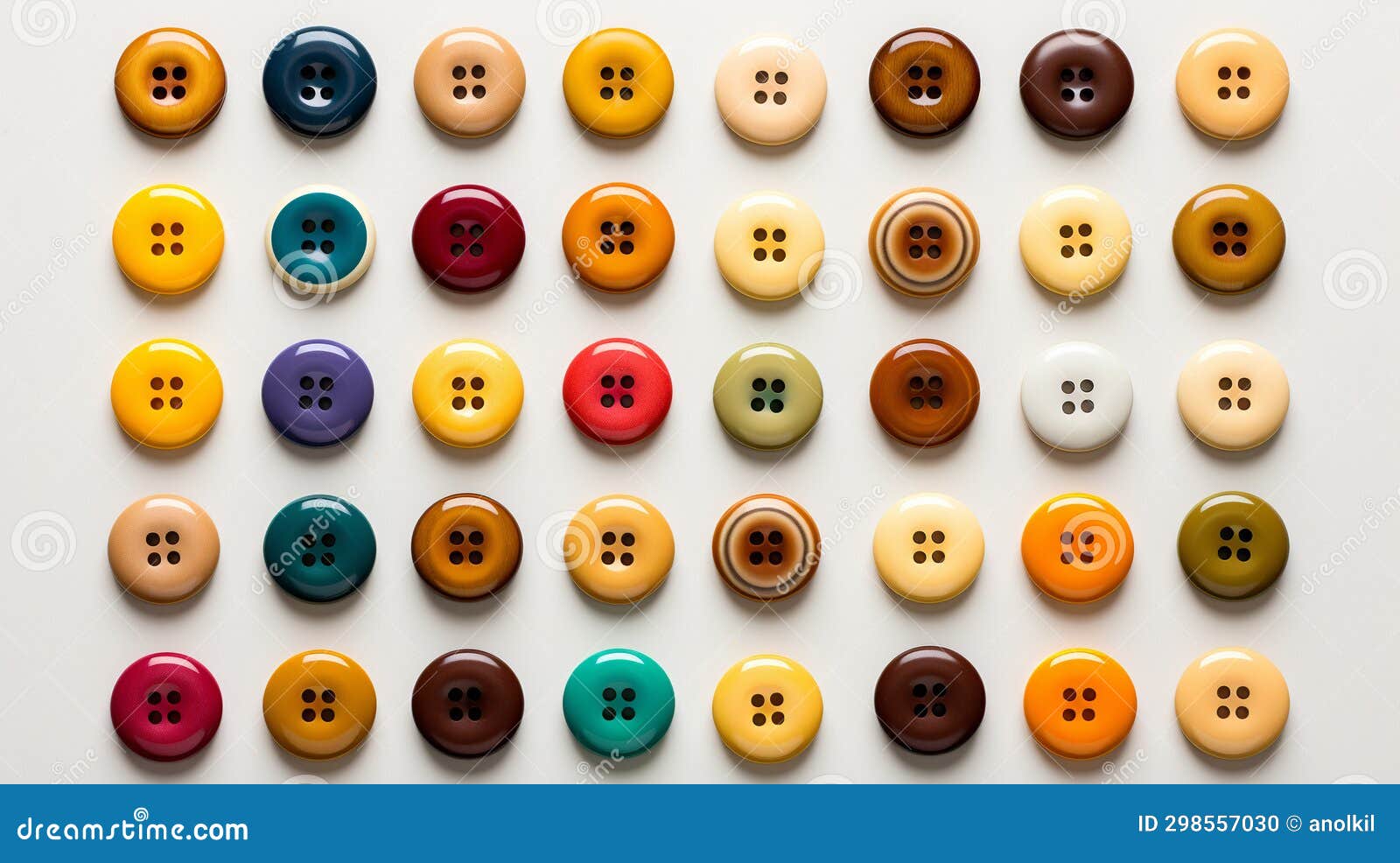 Colorful Buttons Isolated on White Background. Flat Lay, Top View. AI ...