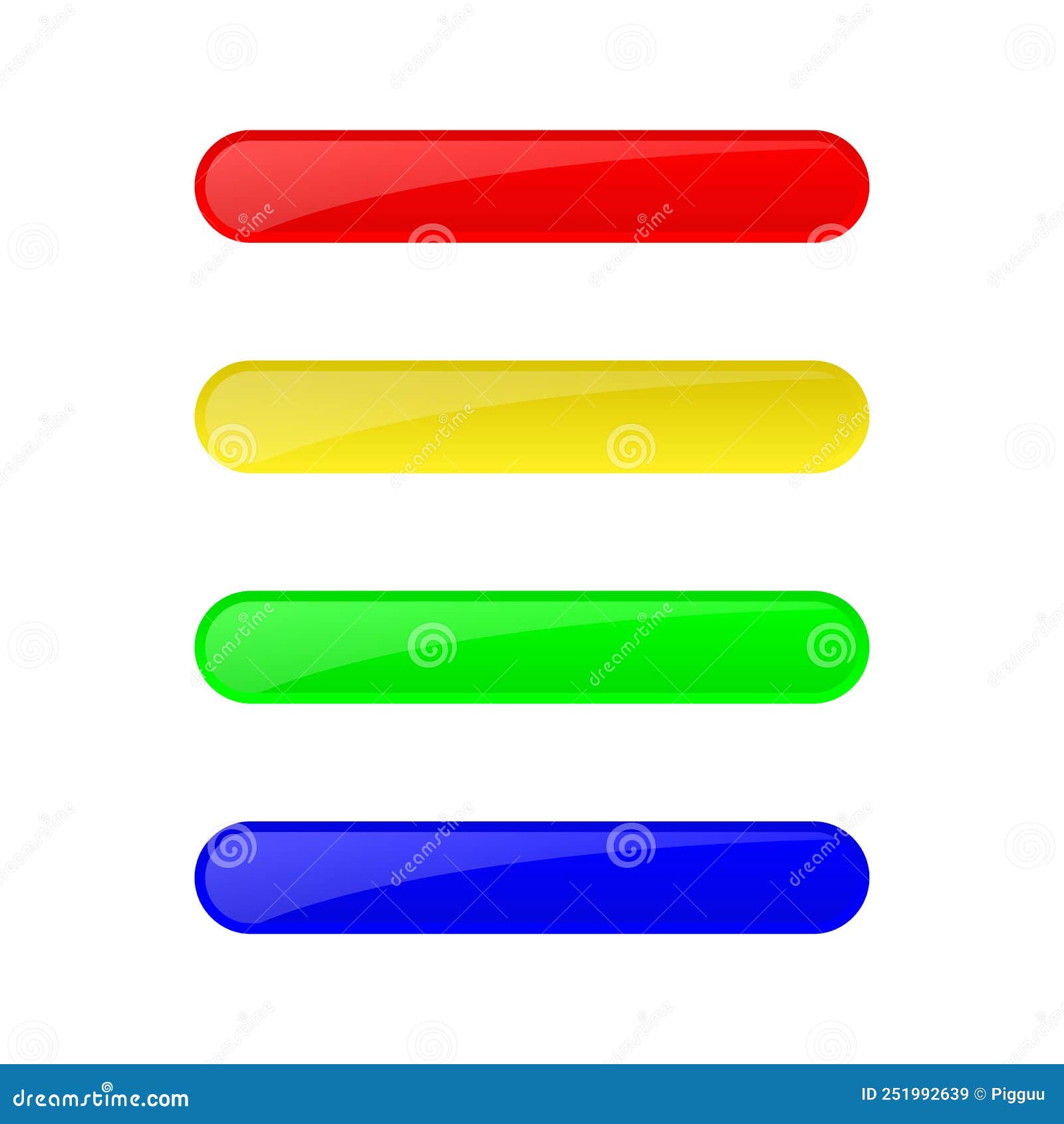 Colorful Buttons Set with Rounded Rectangle Shape Isolated on White ...