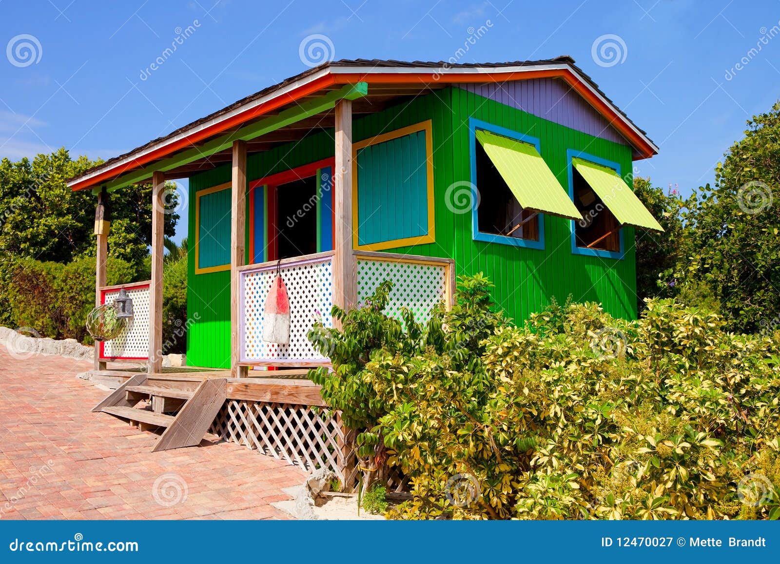 Colorful Cabin in Caribbean Stock Image - Image of palm, exotic: 12470027