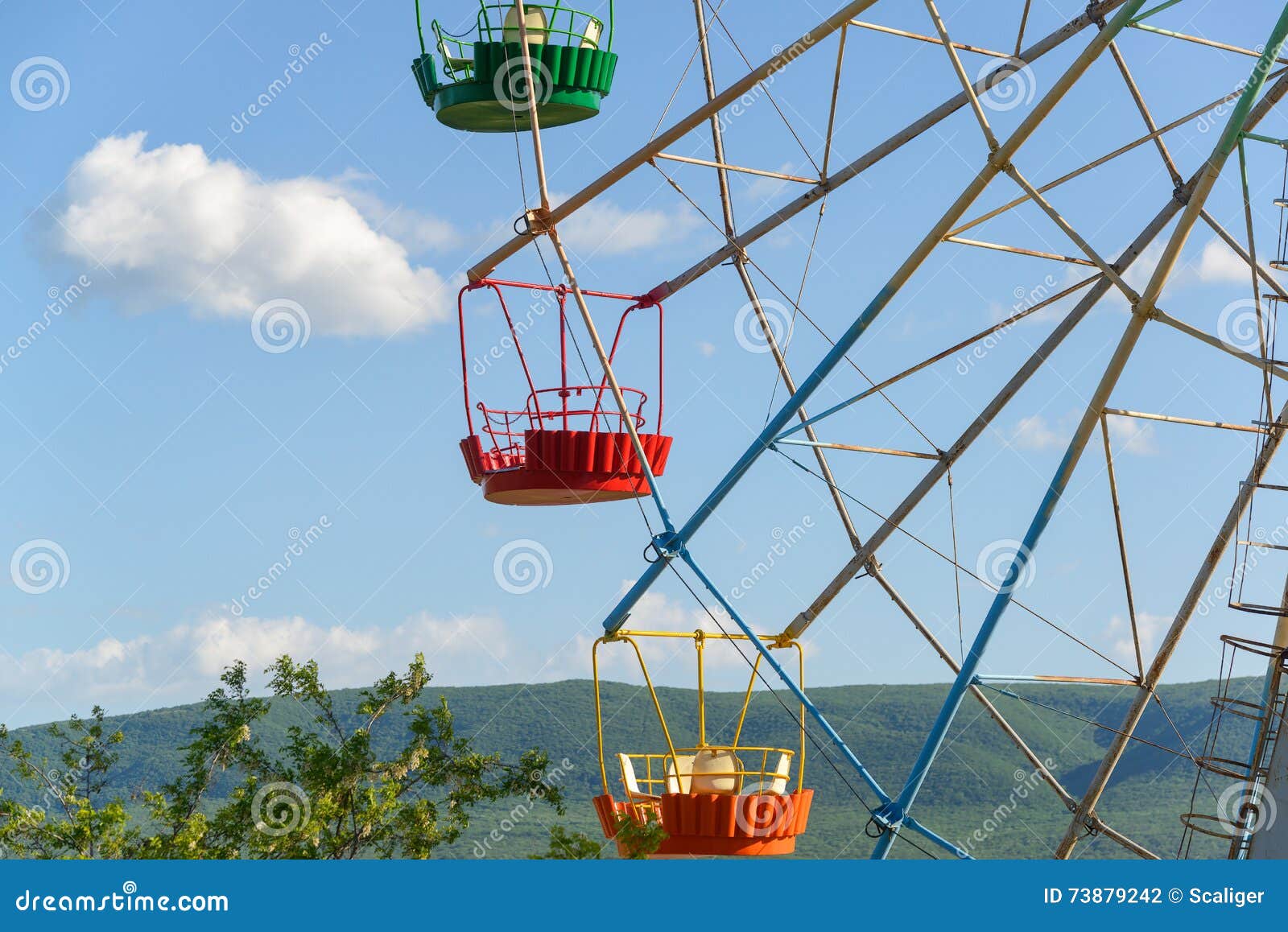 Colorful Cabins of Ferris Wheel Stock Photo - Image of park, leisure ...