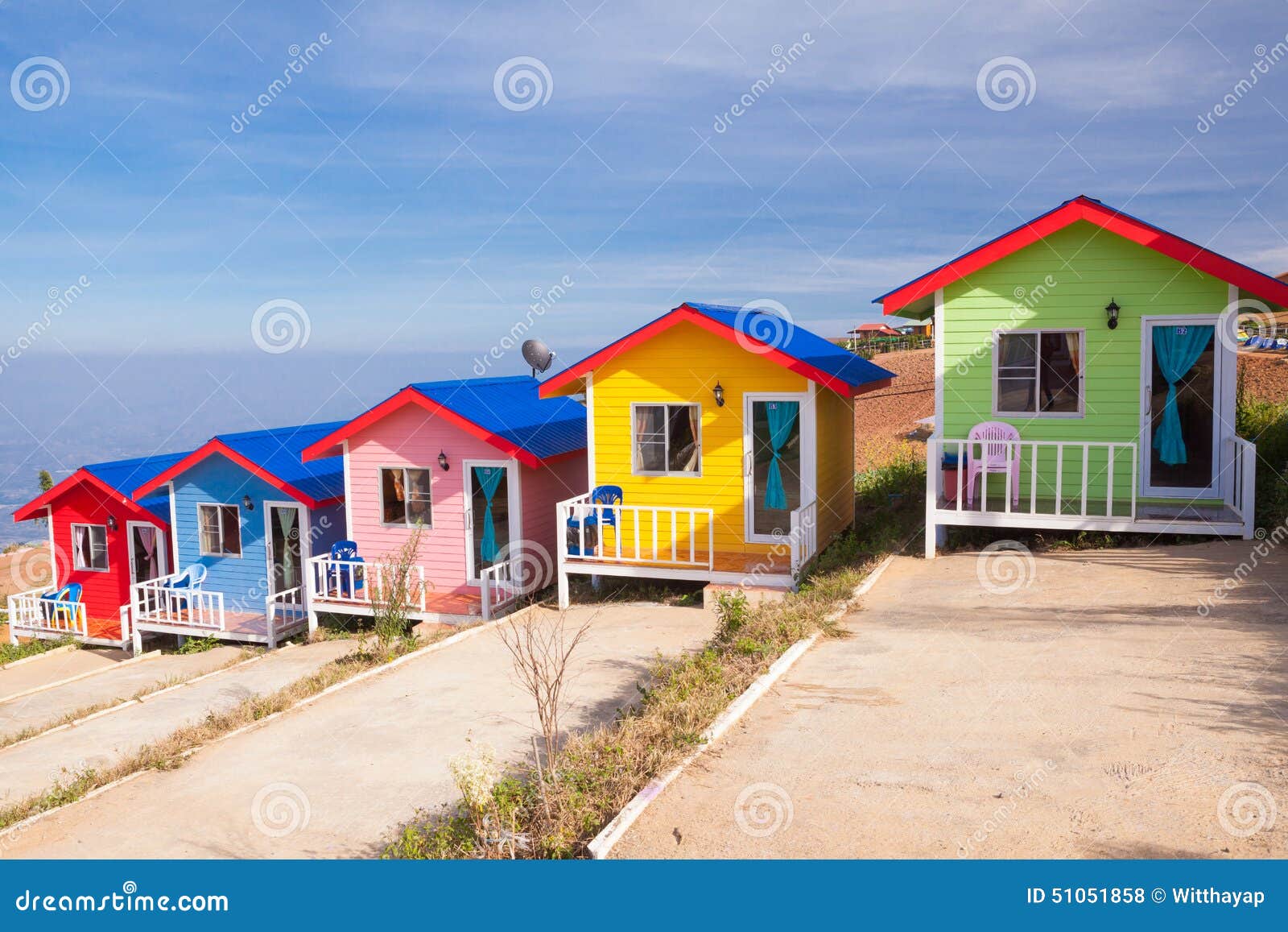 Colorful Cabins on the Mountain Stock Photo - Image of cabin, travel ...