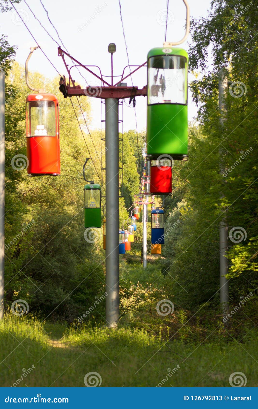Colorful Cable Funicular in Public Park Stock Image - Image of ...