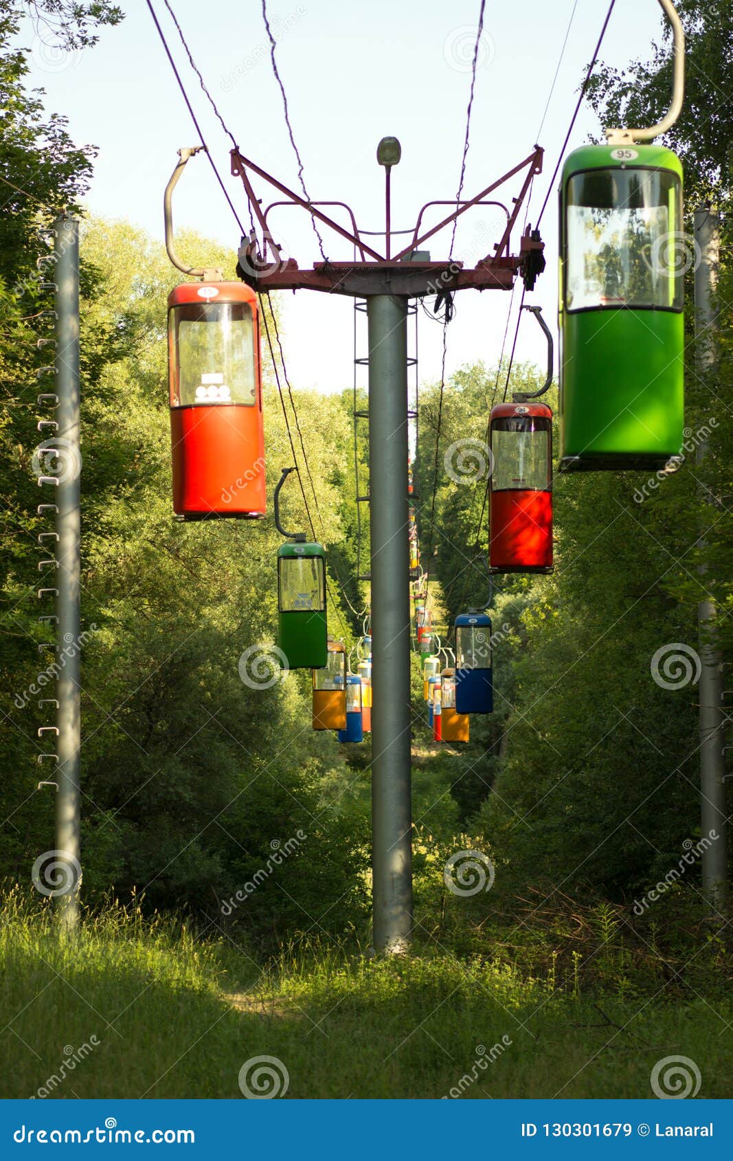 Colorful Cable Funicular in Public Park Stock Image - Image of trip ...