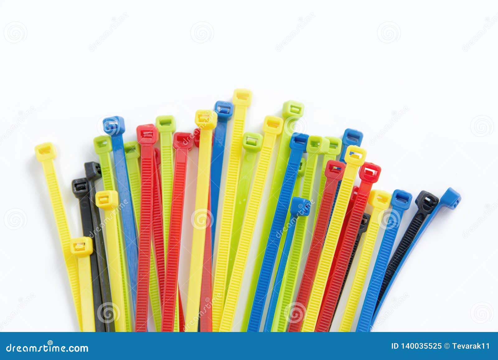 Colorful Cable Ties Isolated on White, Nylon Cable Ties Stock Image ...