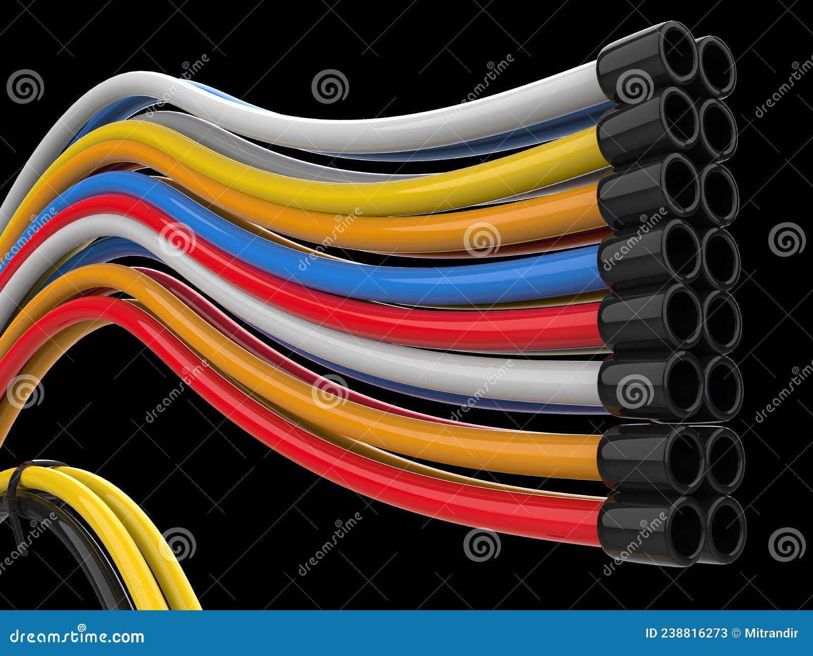 Colorful Cables with Circular Plugs Stock Image - Image of cord ...