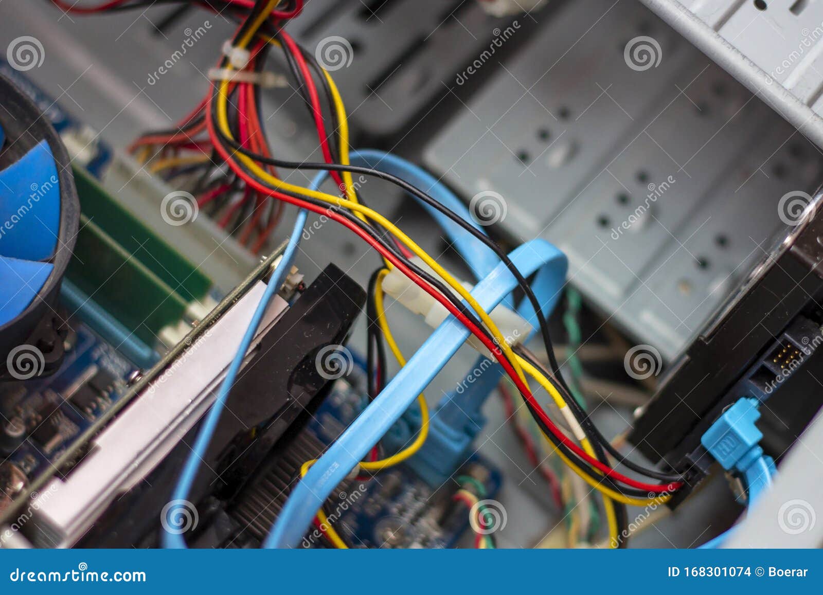 Colorful Cables Inside a Computer with Other Pc Components and Parts ...