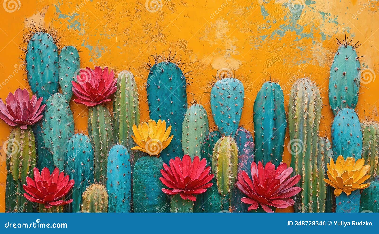 Cactus And Shapes Modern Punchy Pastel Colors. Seamless Repeat Pattern ...