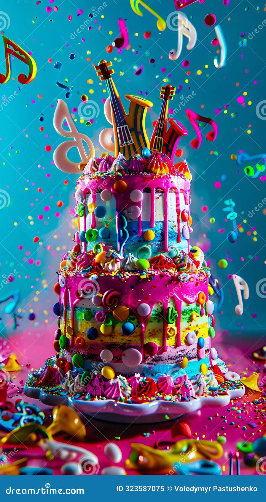 A Colorful Cake with Music Notes on it Stock Image - Image of supply ...