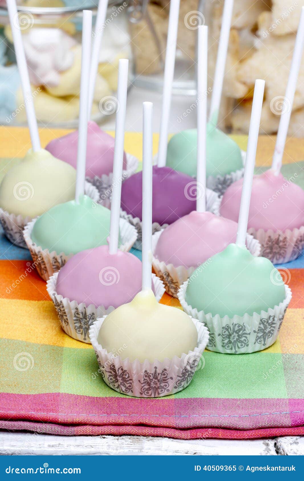 Colorful cake pops stock image. Image of beautiful, napkin - 40509365