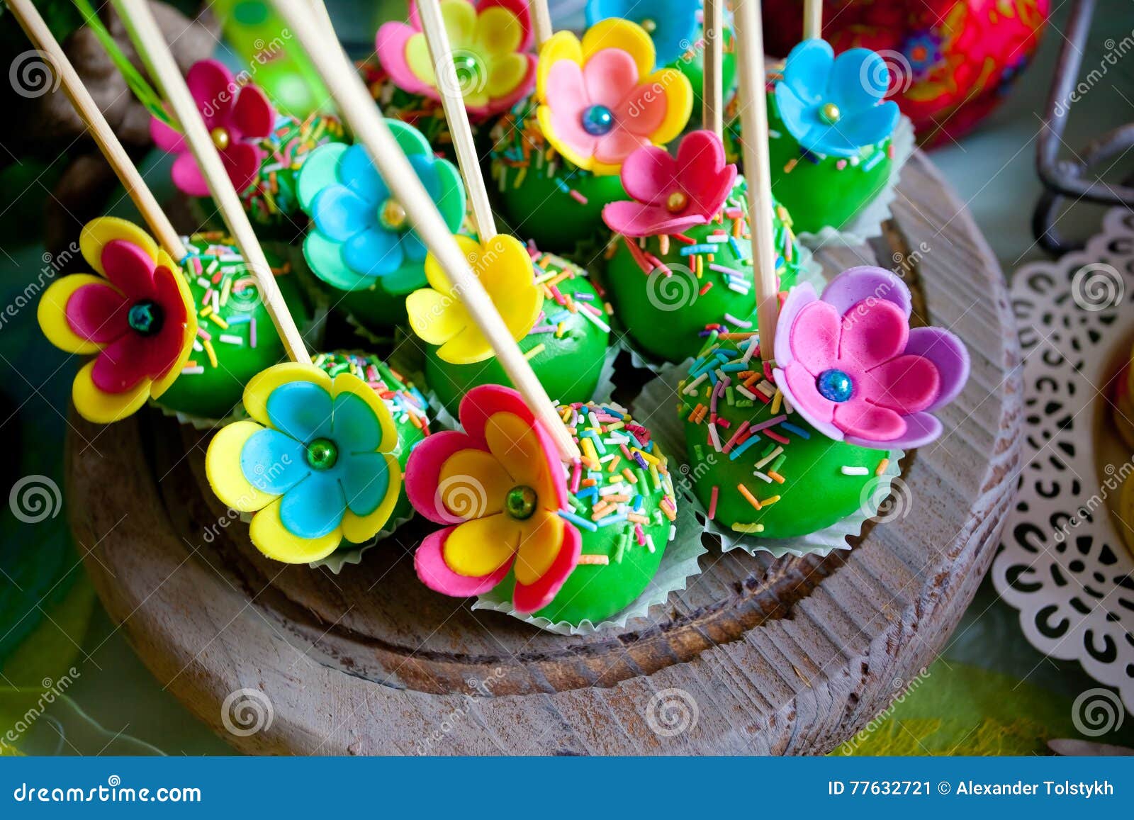 Colorful cake pops stock image. Image of green, cake - 77632721