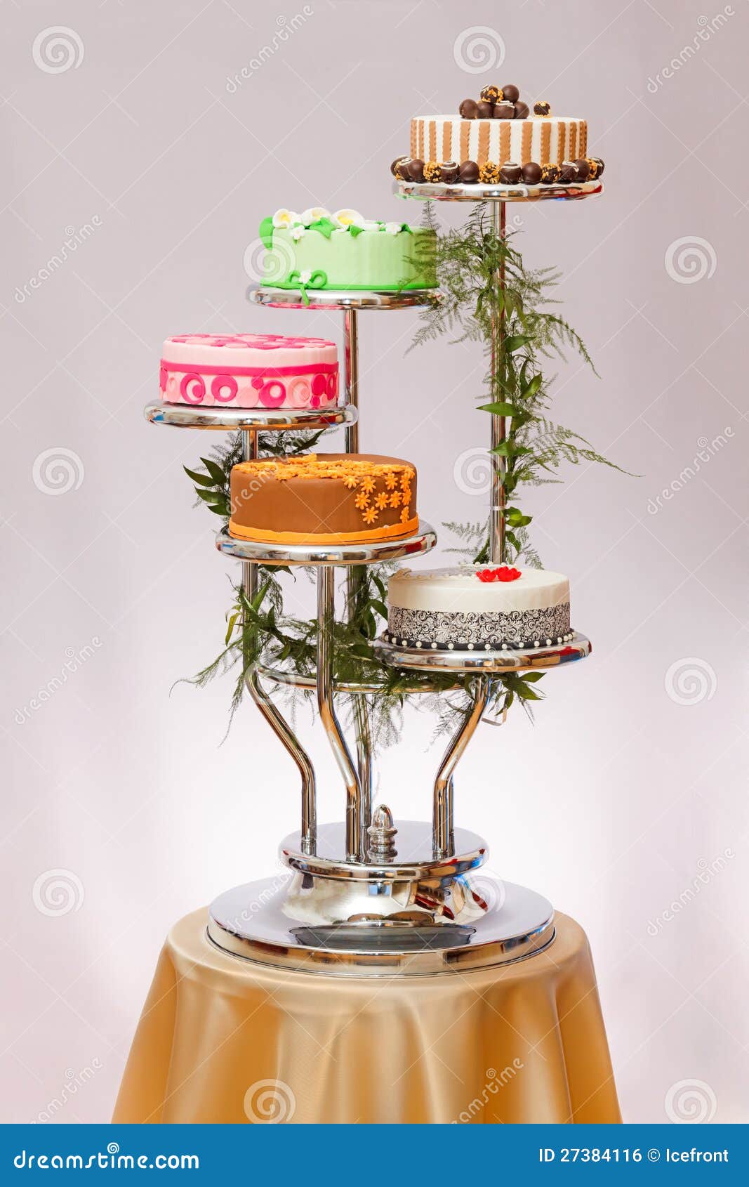 Colorful Cakes on Multi-storey Stage Stock Photo - Image of food, baked ...