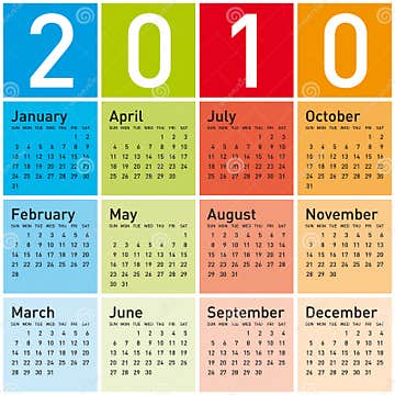 Colorful Calendar for 2010. Stock Vector - Illustration of organizer ...