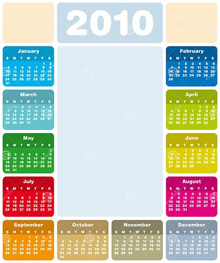 Colorful Calendar for 2010 stock vector. Illustration of colour - 11032401