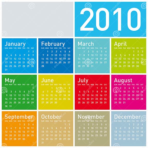 Colorful Calendar for 2010. Stock Vector - Illustration of season ...