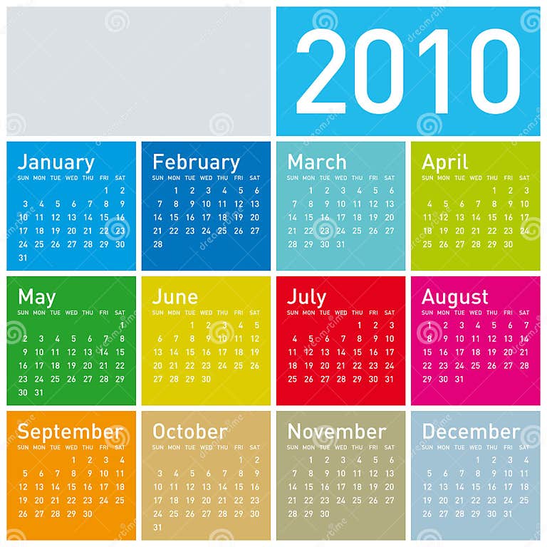 Colorful Calendar for 2010. Stock Vector - Illustration of season ...