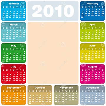 Colorful Calendar for 2010 stock vector. Illustration of appointment ...